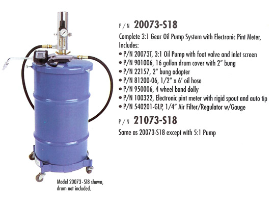 LiquiDynamics 20073-S18 Gear Oil Pump System, 3:1 w/ Bung Adapter ...